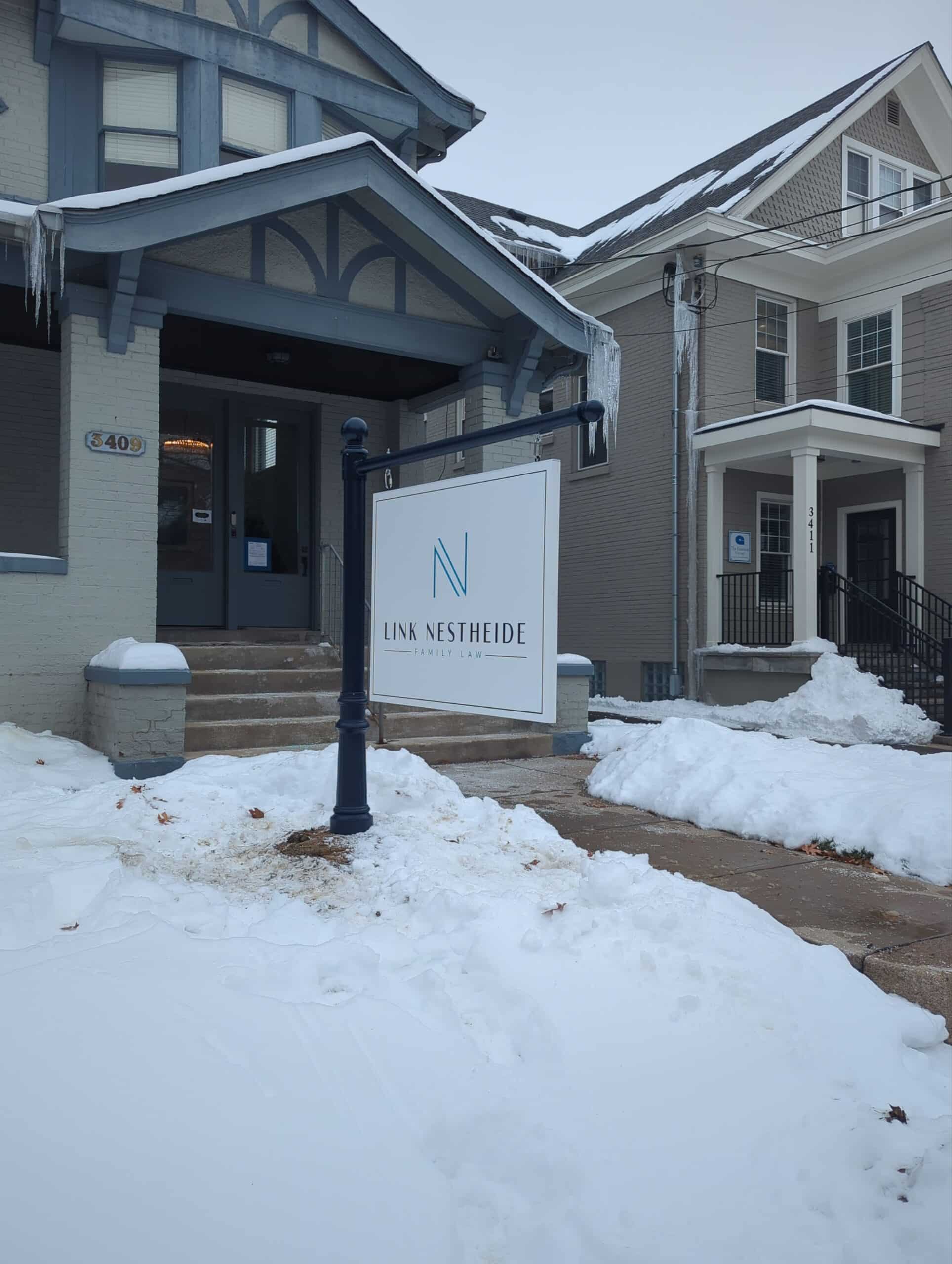 Timeless Elegance: Link Nestheide Family Law’s Hanging Wood Sign with ...